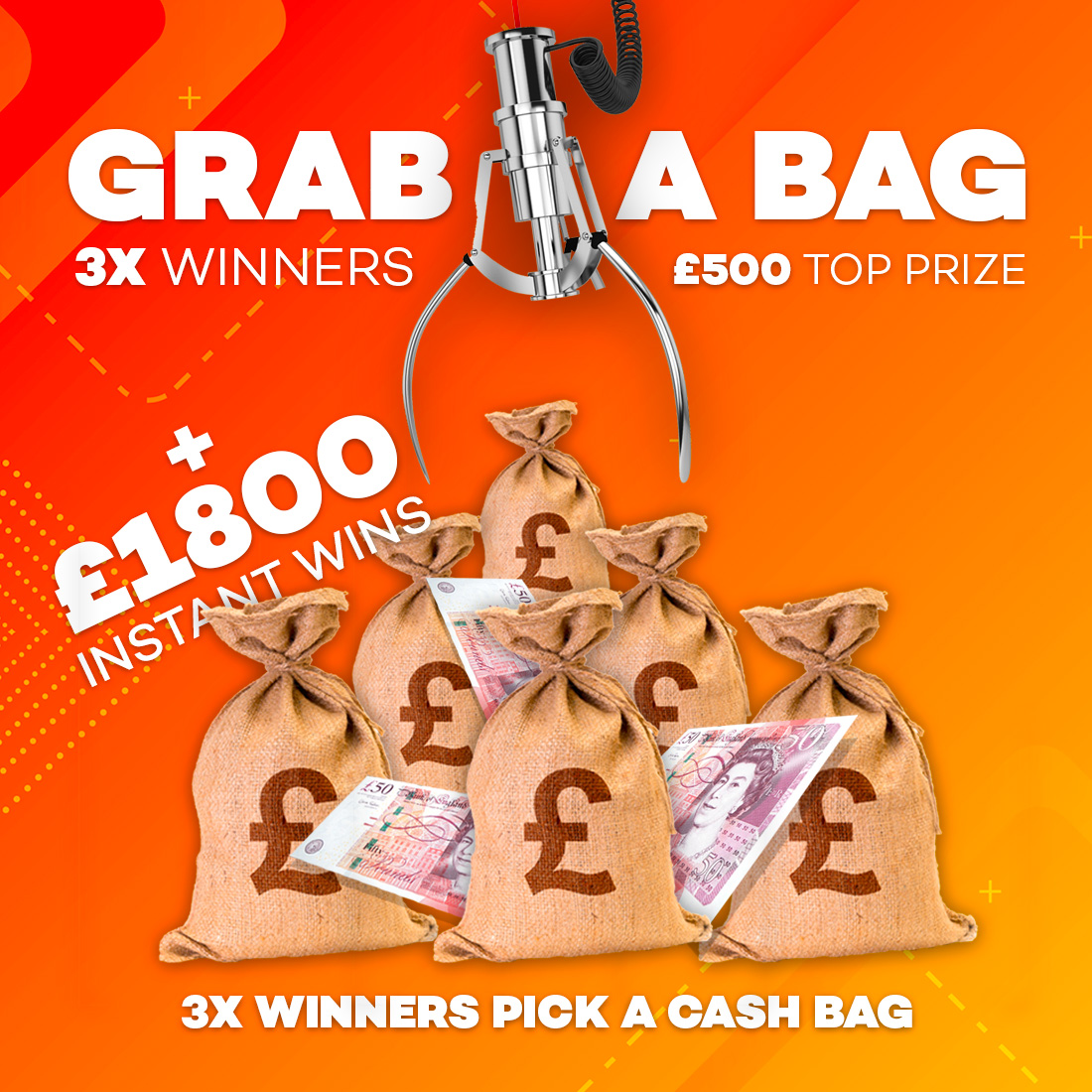 3 X MAIN WINNERS PICK A CASH BAG WORTH UPTO £500 + £1,800 IN INSTANT ...